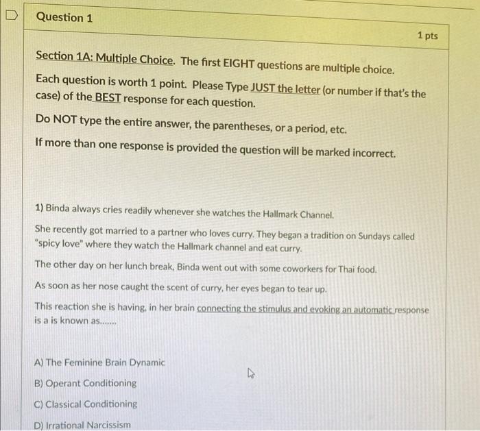 Solved Section 1A: Multiple Choice. The first EIGHT | Chegg.com