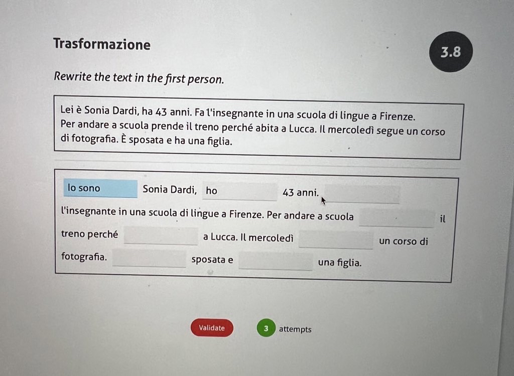 HELP ME SOLVE THIS FOR ITALIAN | Chegg.com