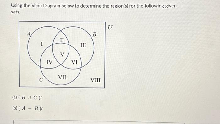 Solved Using the Venn Diagram below to determine the | Chegg.com