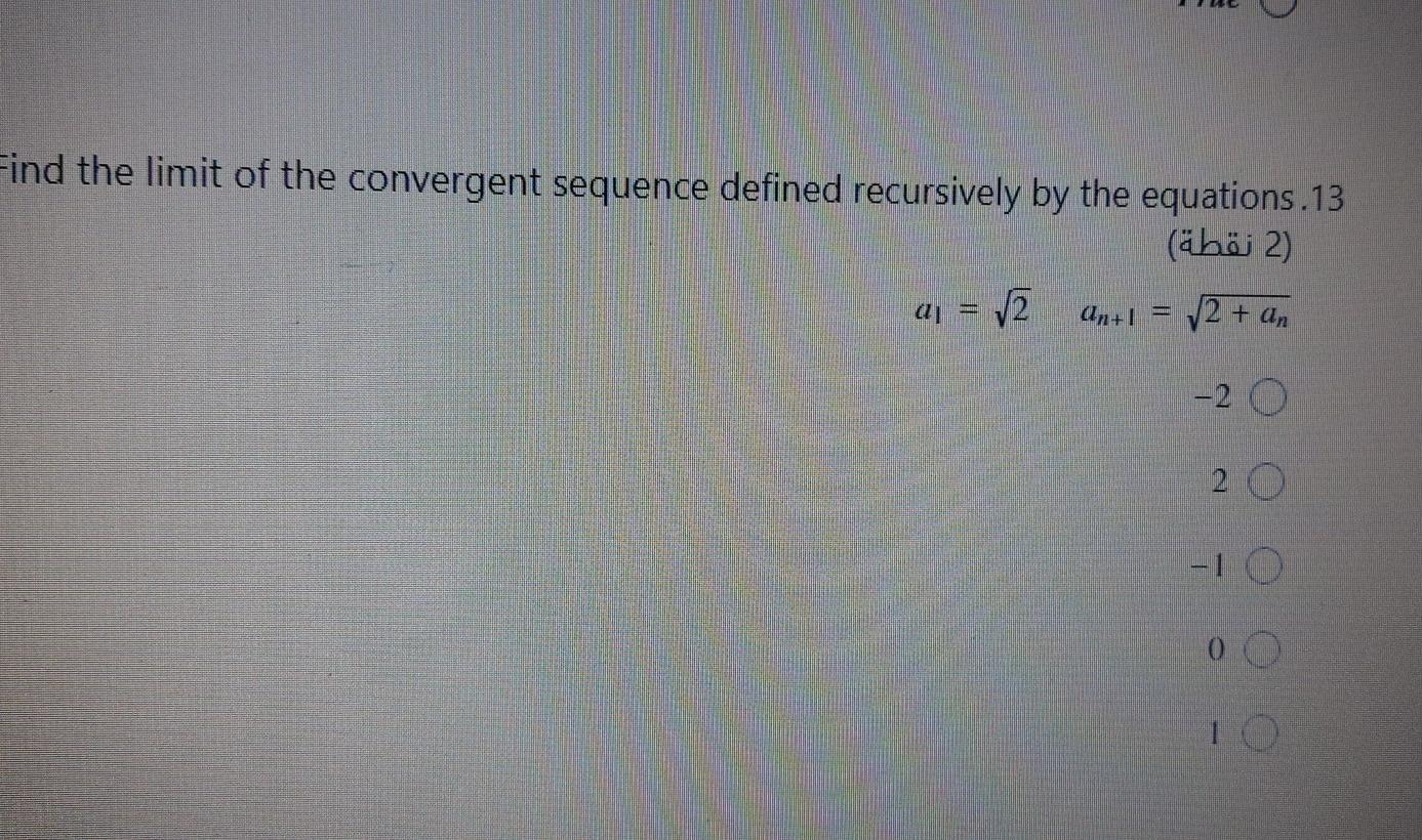 Solved Find the limit of the convergent sequence defined | Chegg.com