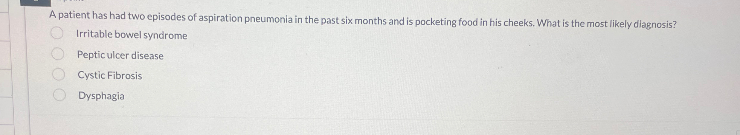 Solved A patient has had two episodes of aspiration | Chegg.com