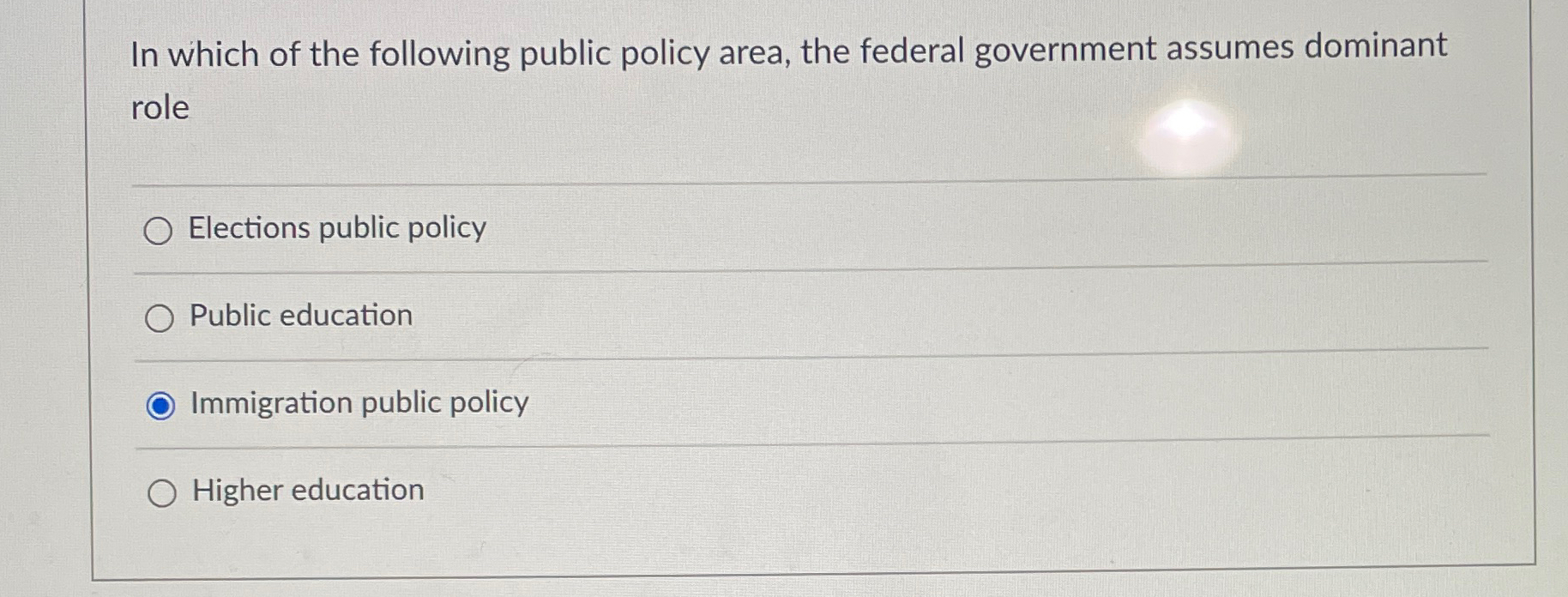 Solved In which of the following public policy area, the | Chegg.com