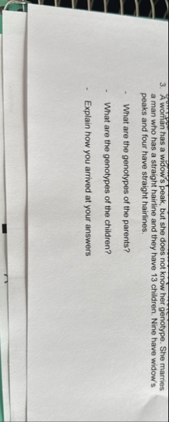 Solved A woman has a widow's peak, but she does not know her | Chegg.com