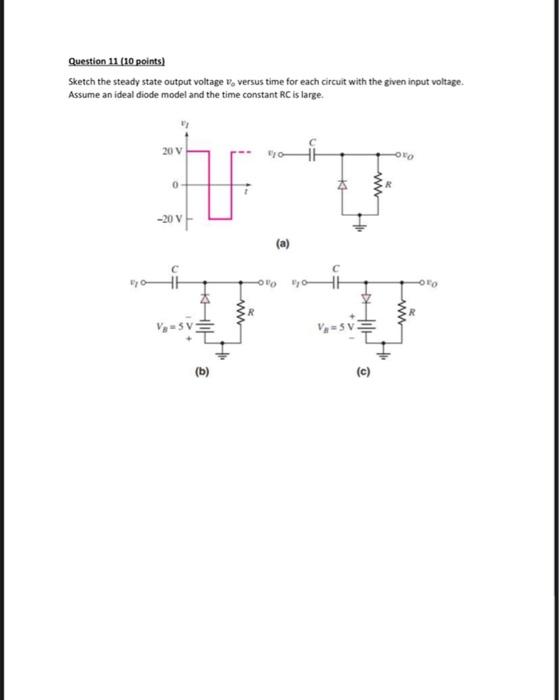 Solved Question 11 (10 points) Sketch the steady state | Chegg.com