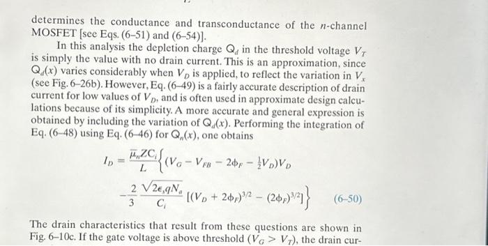 6.12 Use Eq. (6-50) to calculate and plot ID(VD,VG) | Chegg.com