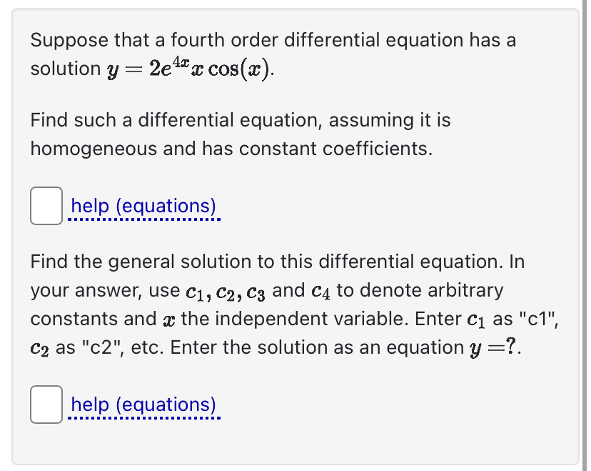 Suppose that a fourth order differential equation has | Chegg.com