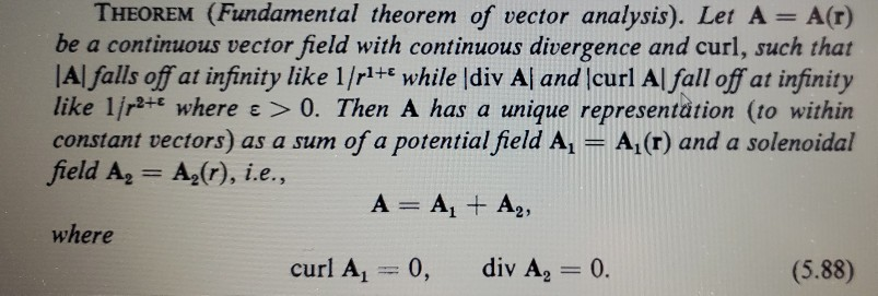 Solved THEOREM (Fundamental theorem of vector analysis). Let | Chegg.com