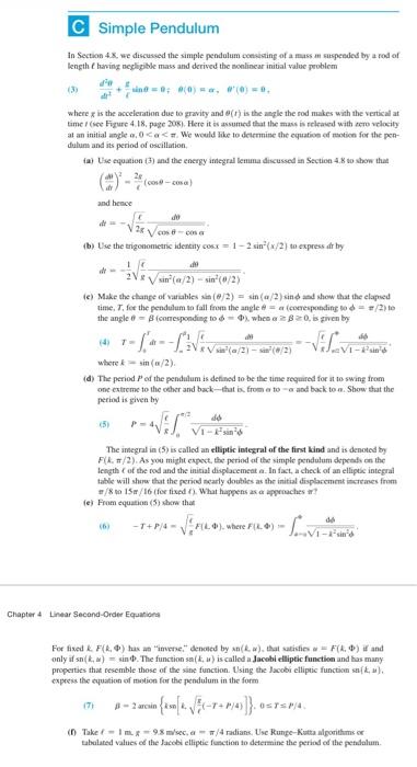 Solved In Section 4.X, we discussed the simple pendulum | Chegg.com
