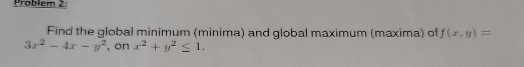 Solved Find the global minimum (minima) and global maximum | Chegg.com