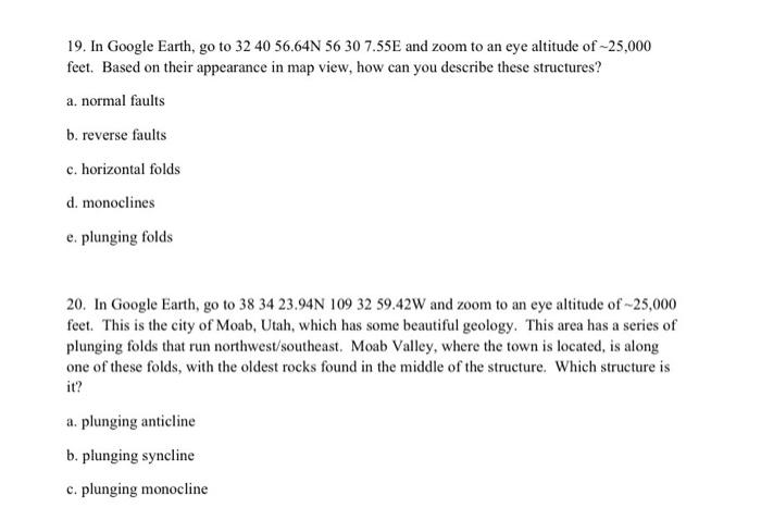 Solved Must Use Google earth for these questions! For some | Chegg.com