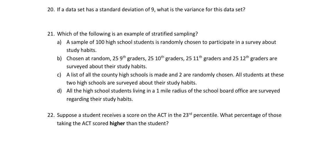 Solved If a data set has a standard deviation of 9 , ﻿what | Chegg.com