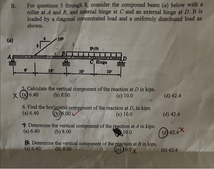 Solved B. For questions 5 through 8 , consider the compound | Chegg.com