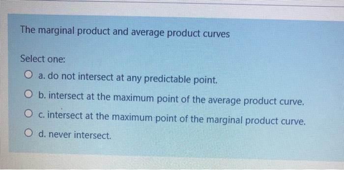Solved The marginal product and average product curves | Chegg.com