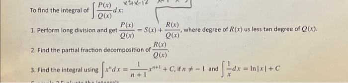 Solved To write a proper rational function Q(x)R(x) as a sum | Chegg.com