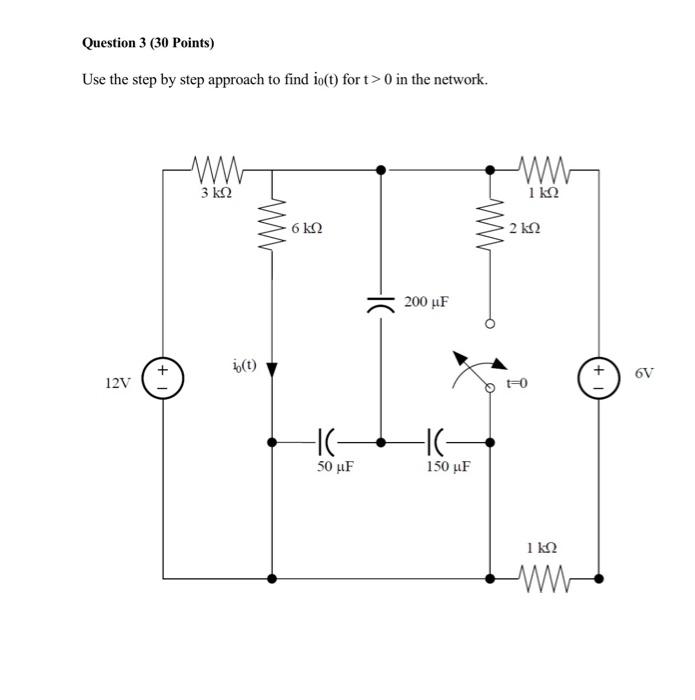 Solved Use the step by step approach to find i0(t) for t>0 | Chegg.com