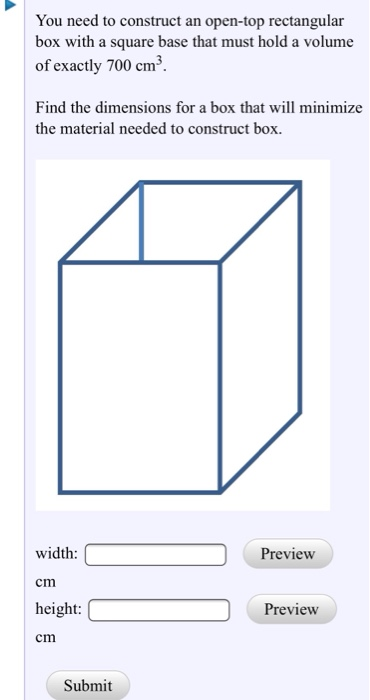 Solved A box with an open top is to be constructed by | Chegg.com