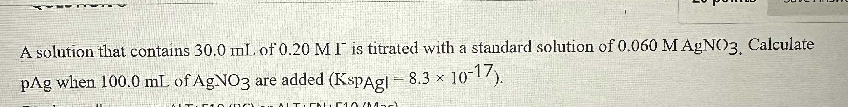 Solved A solution that contains 30.0mL ﻿of 0.20MI-is | Chegg.com