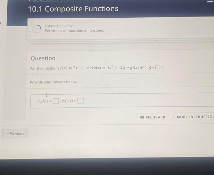 Solved CURRENT OBJECTIVE Perform a composition of functions | Chegg.com