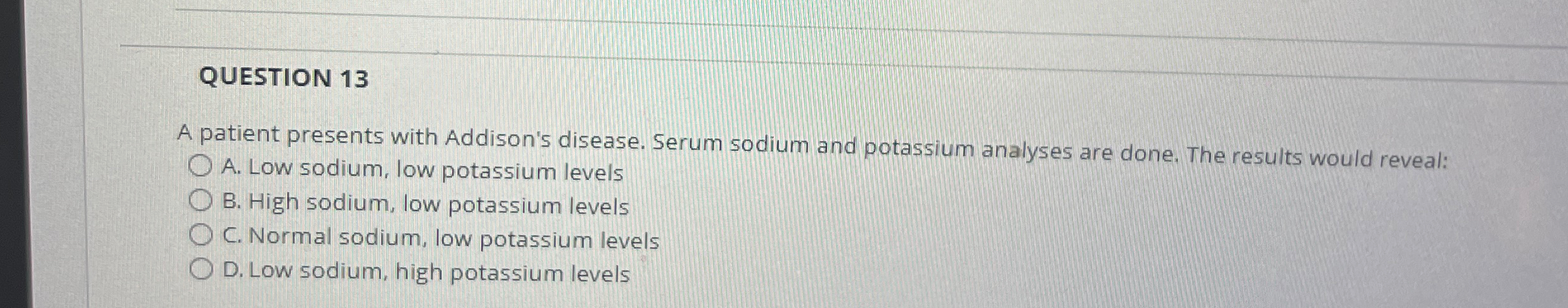 Solved QUESTION 13A patient presents with Addison's disease. | Chegg.com