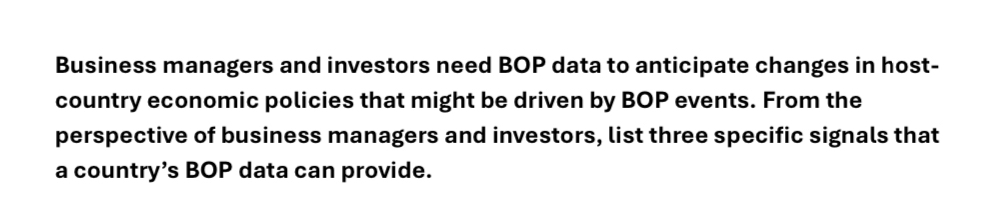 Solved Business managers and investors need BOP data to | Chegg.com