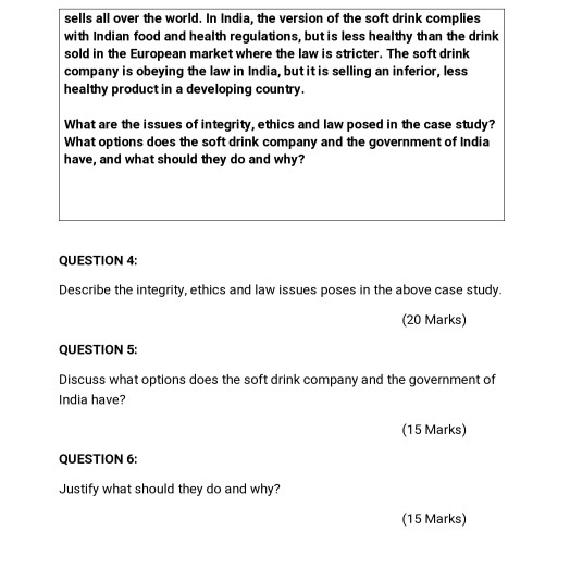 Solved PART B: Case study An international soft drink | Chegg.com