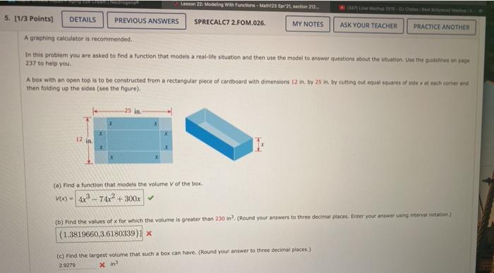 Solved Lesson 22: Modeling With Functions - Math123 52 | Chegg.com