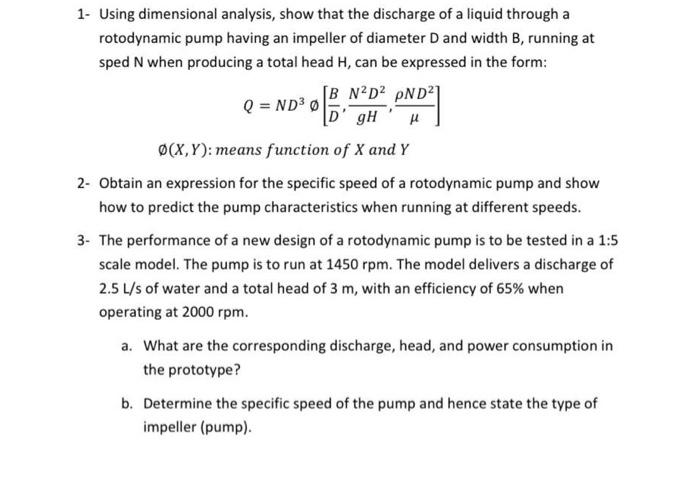 Solved 1- Using dimensional analysis, show that the | Chegg.com