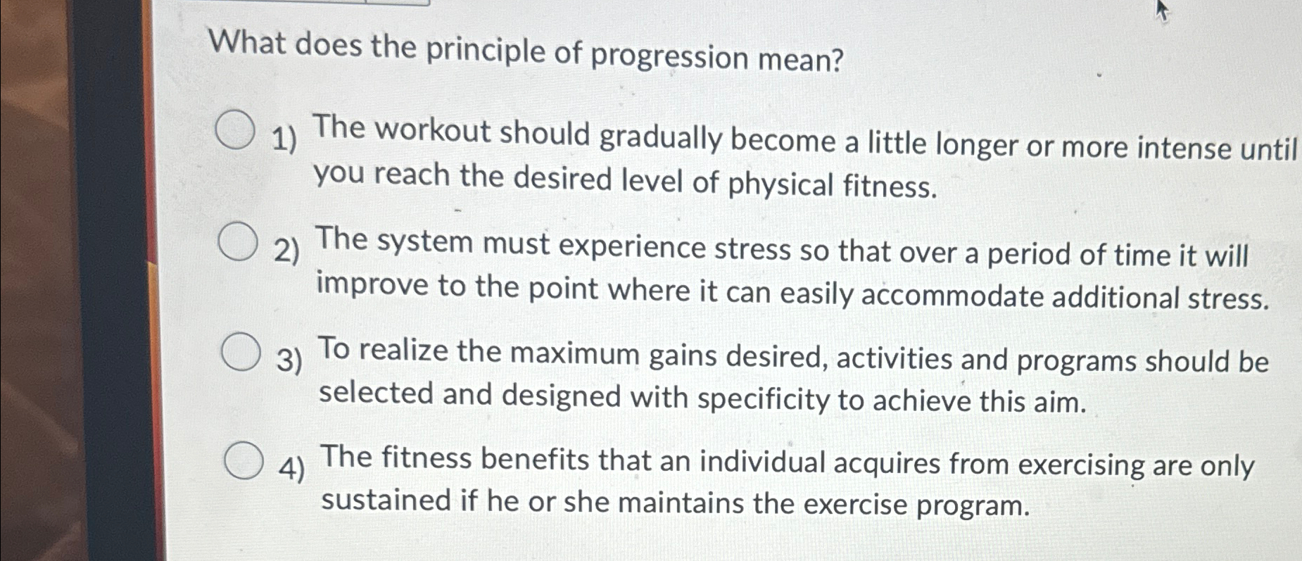 Solved What does the principle of progression mean?The | Chegg.com