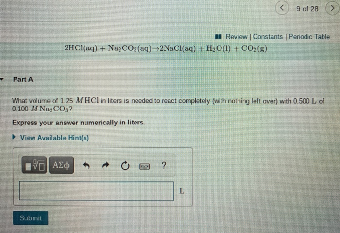 Solved 9 of 28 A Review Constants | Periodic Table 2HCl(aq) | Chegg.com