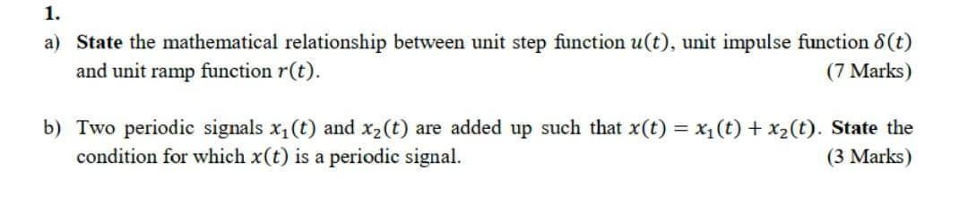 Solved a) State the mathematical relationship between unit | Chegg.com