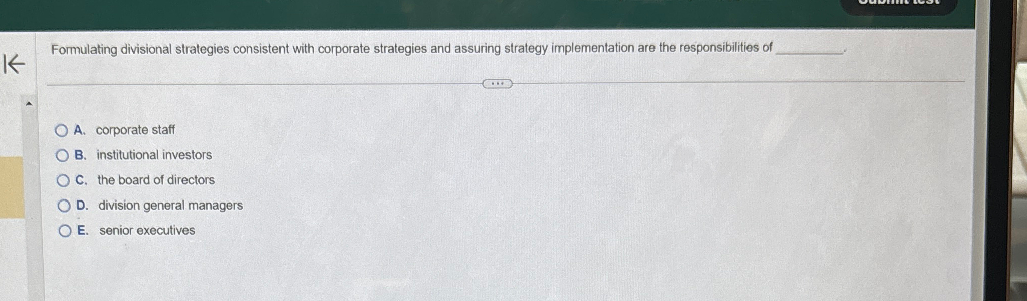 Solved Formulating divisional strategies consistent with | Chegg.com