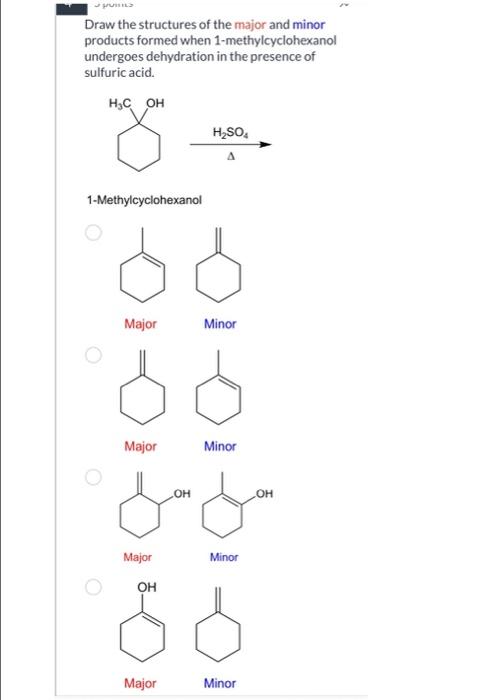 Solved Draw the structures of the major and minor products | Chegg.com