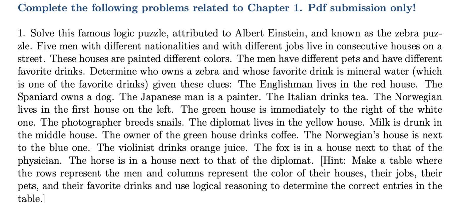 Solved Complete the following problems related to Chapter 1. | Chegg.com