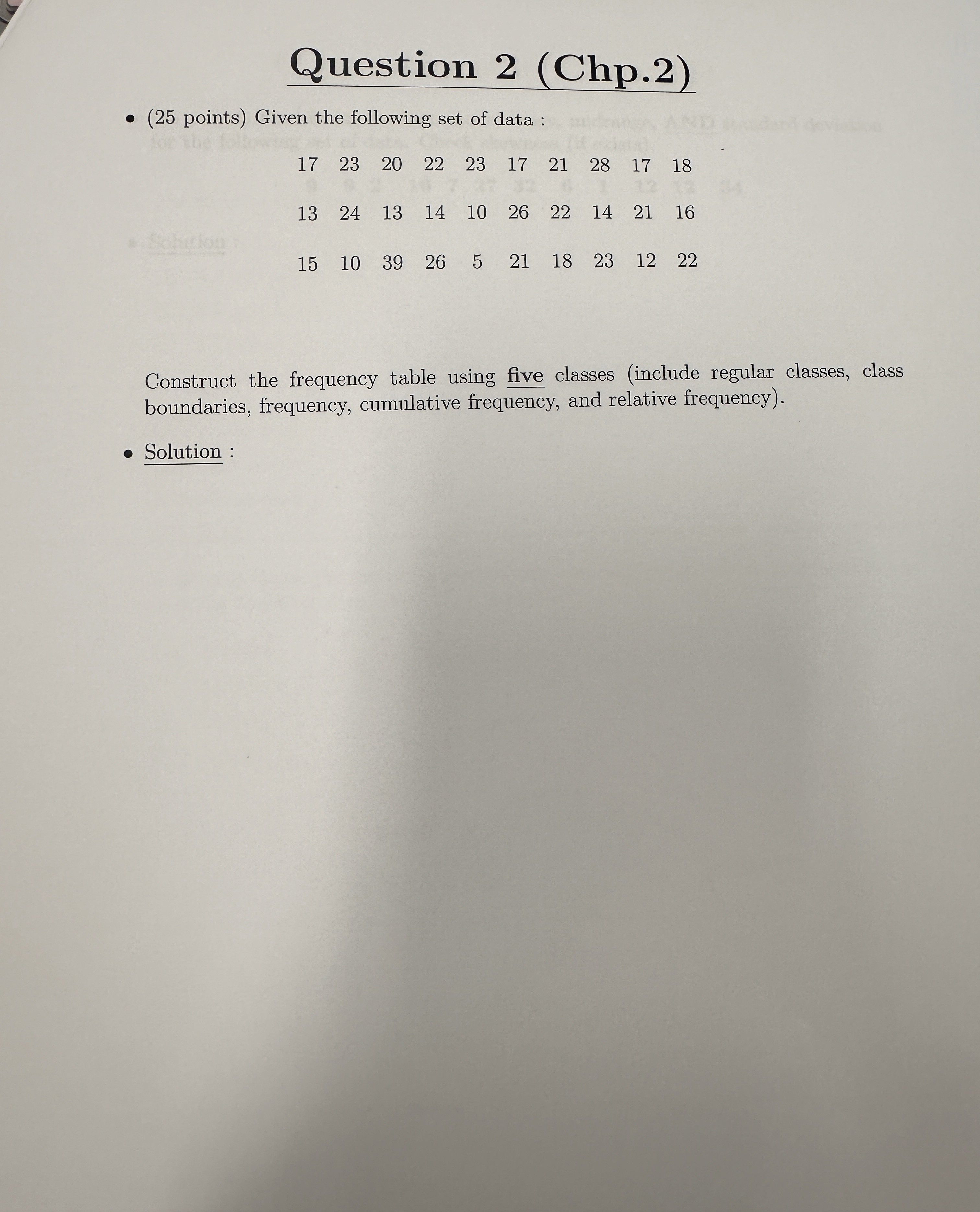 Solved Question 2 (Chp.2)(25 ﻿points) ﻿Given the following | Chegg.com