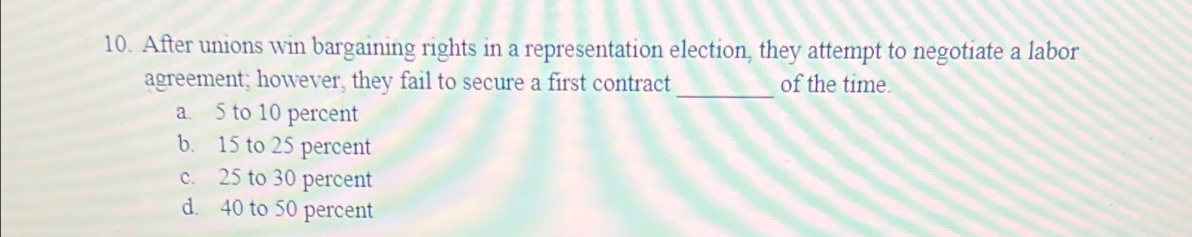Solved After unions win bargaining rights in a | Chegg.com