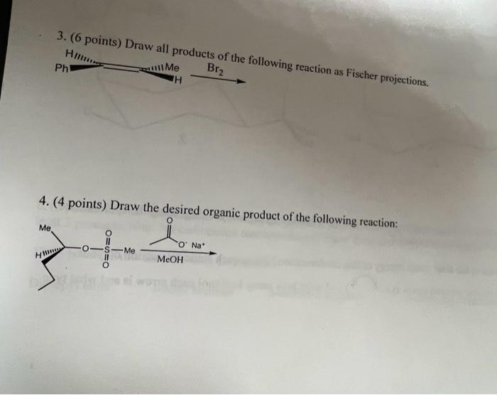 Solved 3. (6 points) Draw all products of the following | Chegg.com