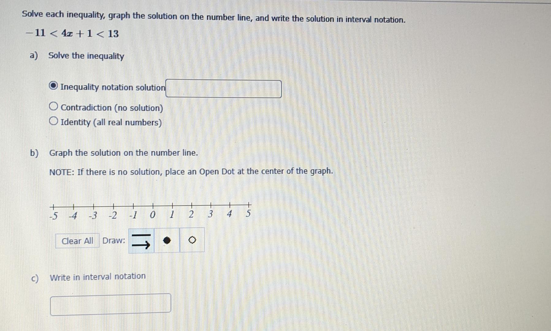 Solved Solve each inequality, graph the solution on the | Chegg.com