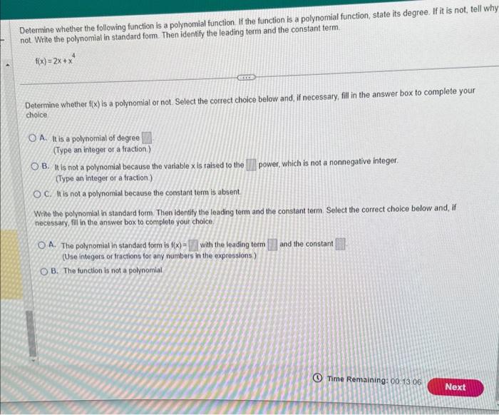 Solved Determine whether the following function is a | Chegg.com