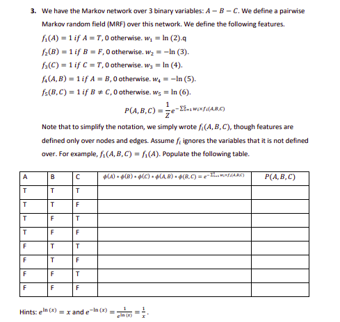Solved We have the Markov network over 3 ﻿binary variables: | Chegg.com
