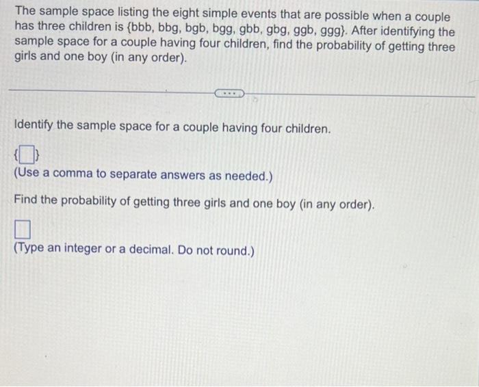 Solved The sample space listing the eight simple events that | Chegg.com