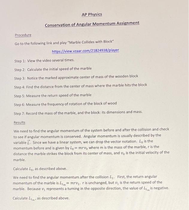 AP Physics Conservation of Angular Momentum | Chegg.com