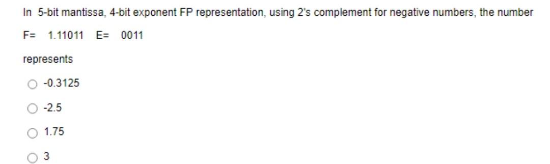 Solved In 5-bit mantissa, 4-bit exponent FP representation, | Chegg.com