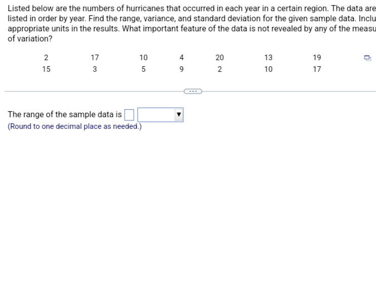 Solved Listed below are the numbers of hurricanes that | Chegg.com