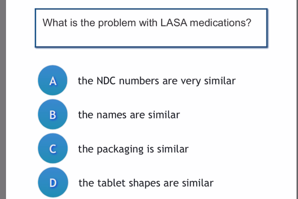 Solved What is the problem with LASA medications?the NDC | Chegg.com