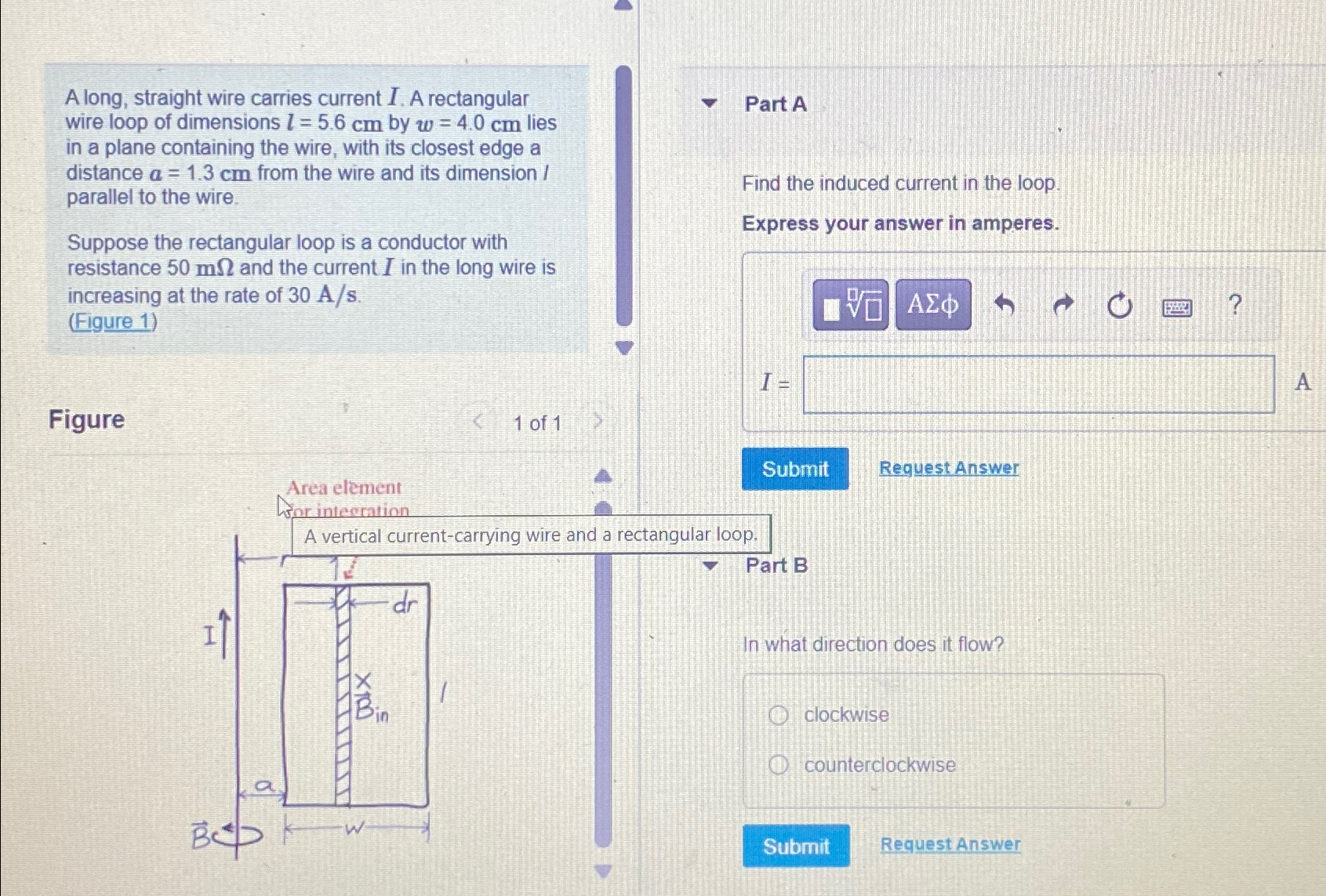 Solved A long, straight wire carries current I. A | Chegg.com