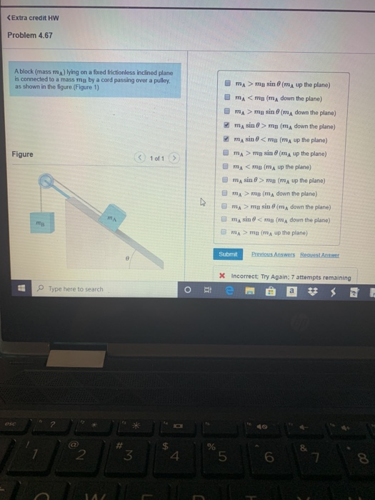 Solved a block mass mA lying on a fixed frictionless | Chegg.com