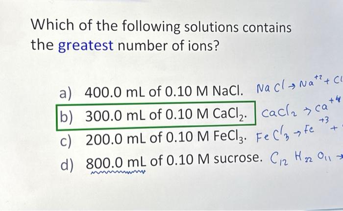 Solved Which of the following solutions contains the | Chegg.com
