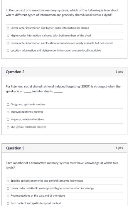 Solved In the context of transactive memory systems, which | Chegg.com