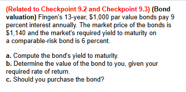 Solved (Related to Checkpoint 9.2 ﻿and Checkpoint 9.3) (Bond | Chegg.com