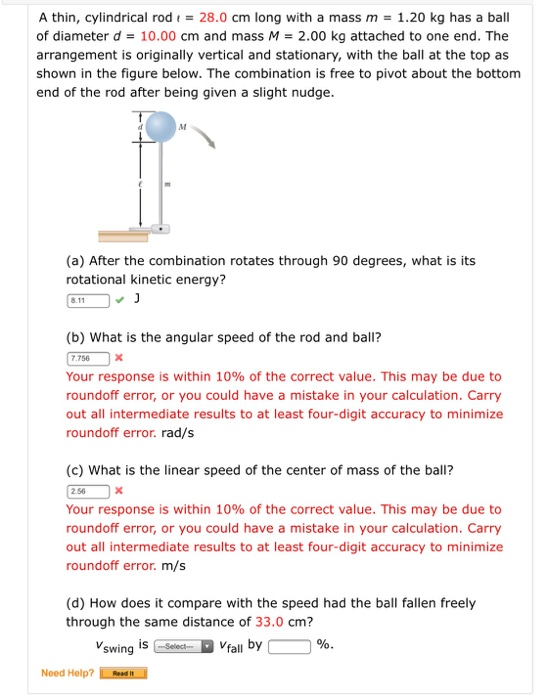 Solved A thin, cylindrical rod i = 28.0 cm long with a mass | Chegg.com